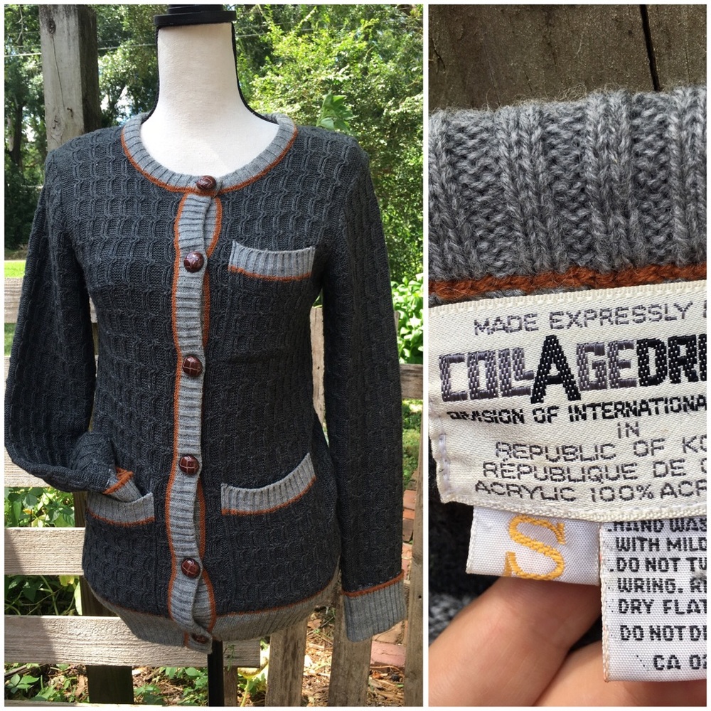 70s Vintage Preppy Cardigan Academia Sweater - Gem